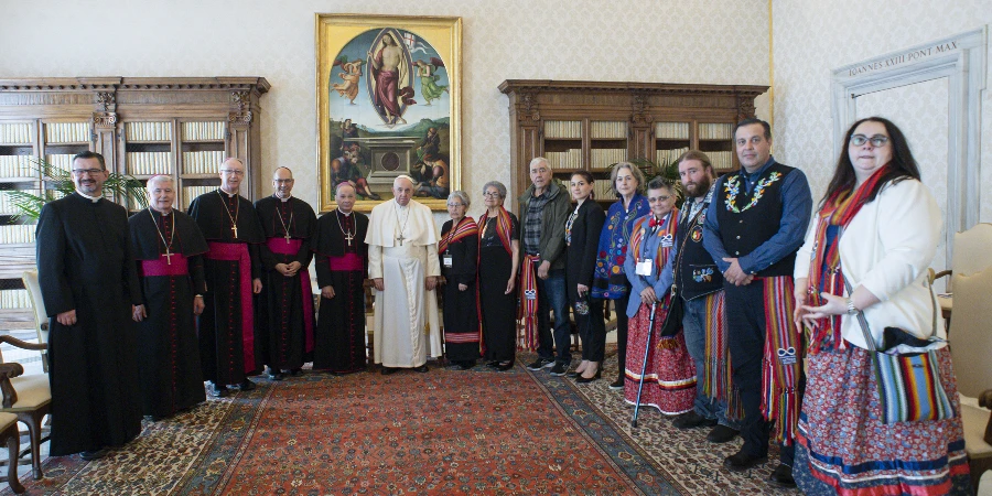 Pope Francis meets Canadian Indigenous leaders at the Vatican ...
